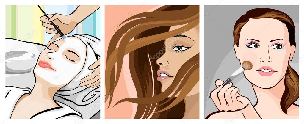 Illustration of ladies in beauty makeover icon — Stock Vector ...