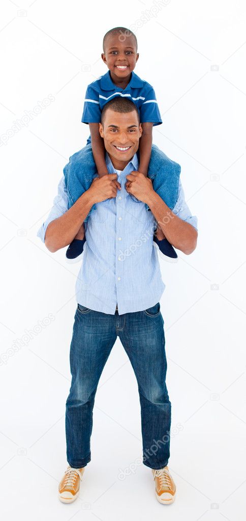 Father giving happy son piggyback ride Stock Photo by ©Wavebreakmedia ...