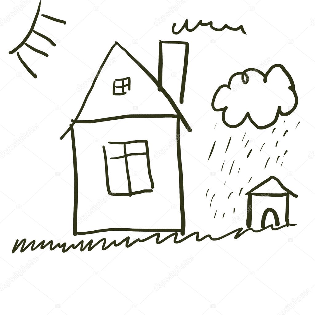 House drawing in primitive style — Stock Photo © Rateland #10221098