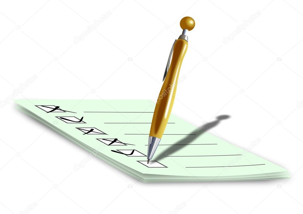 Hoja con casillas de verificación y bolígrafo dorado 2024