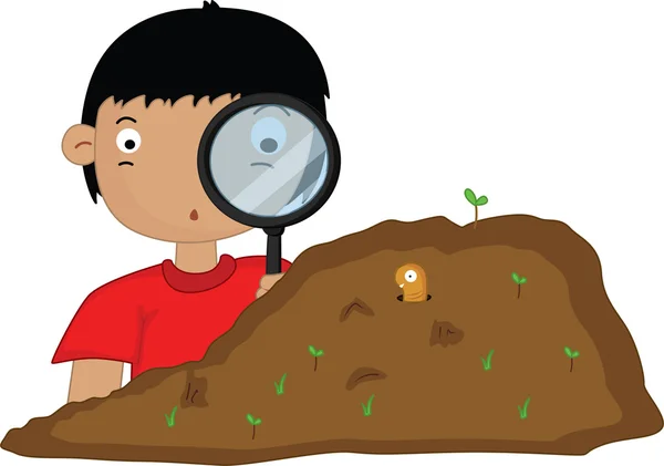 Niño mirando con lupa: vectores, gráficos, imágenes vectoriales ...