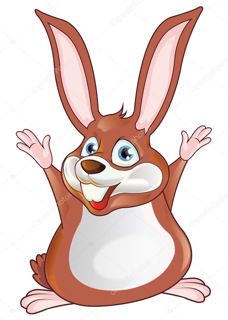 Fat Rabbit Cartoon Waving All Hands — Stock Vector © gagu #10263002