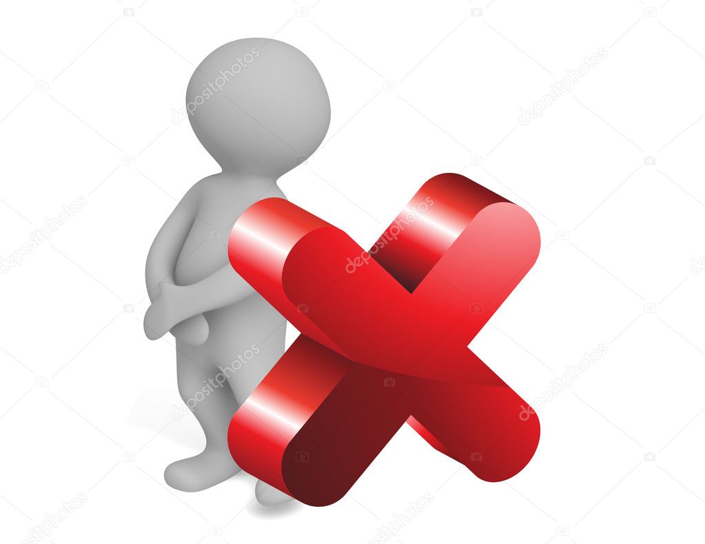 Animado: equis roja | 3D figura humana detrás de señal x roja — Foto de ...