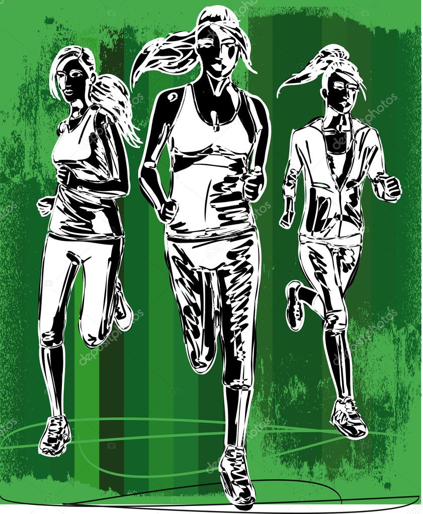 Sketch of female marathon runner. Vector illustration — Stock Vector ... Sketch of female marathon runner. Vector illustration — Stock Vector ...