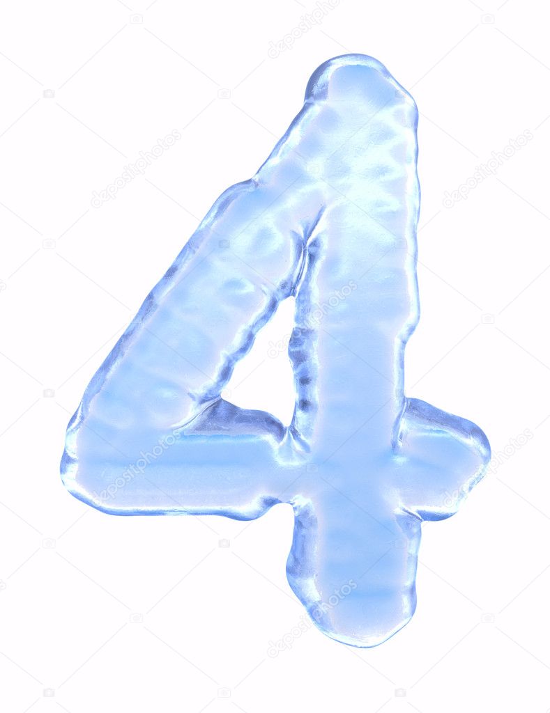 Ice number. Number 4. isolated on white background — Stock Photo ...